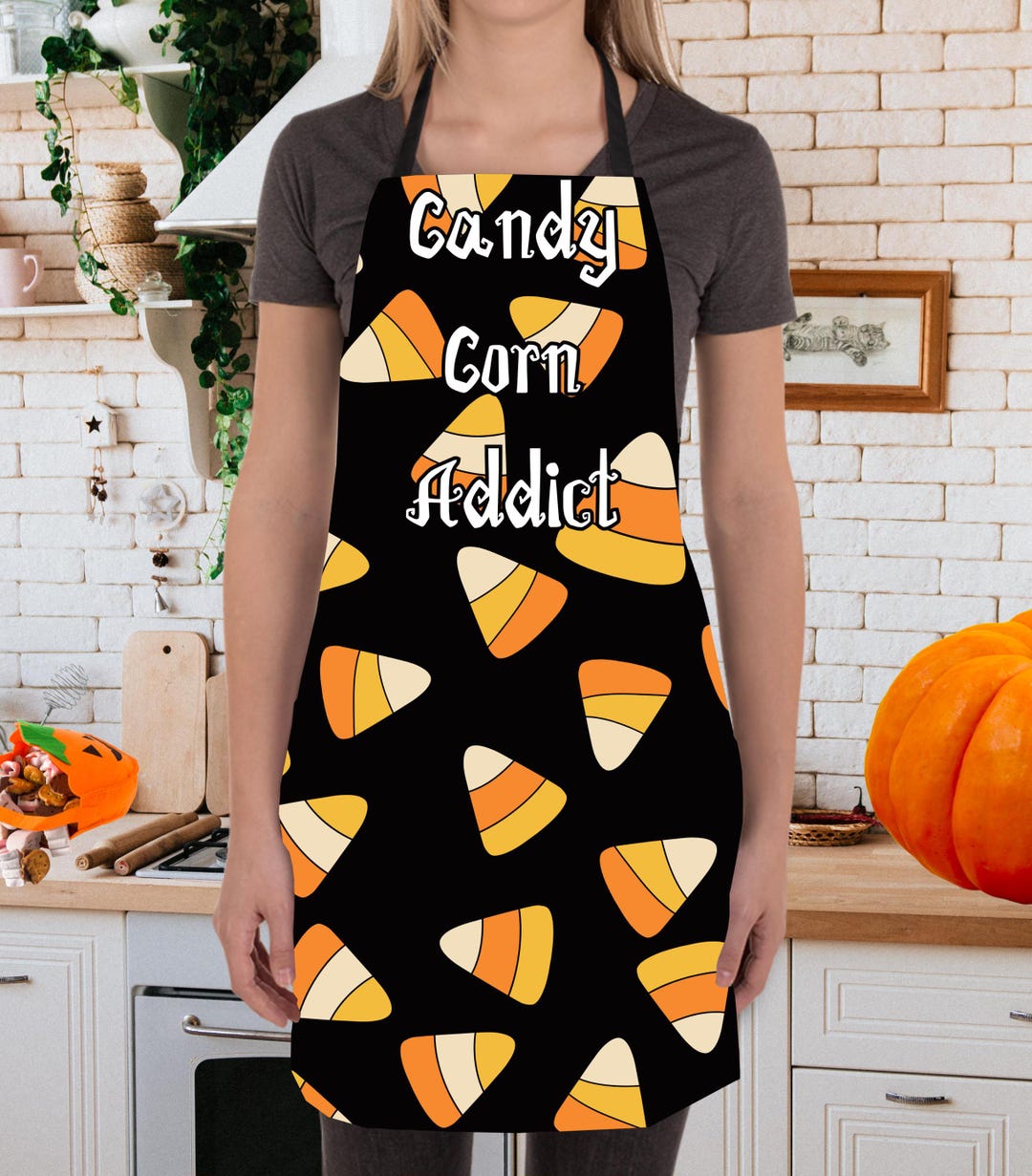 Candy Corn Addict Apron, Cute Candy Corn Apron, Halloween Apron ...