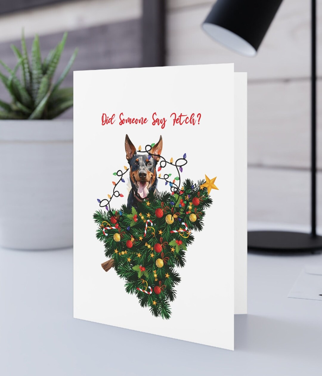 Doberman Pinscher Christmas Card, Funny Dog Christmas Card, Dobie Mama ...