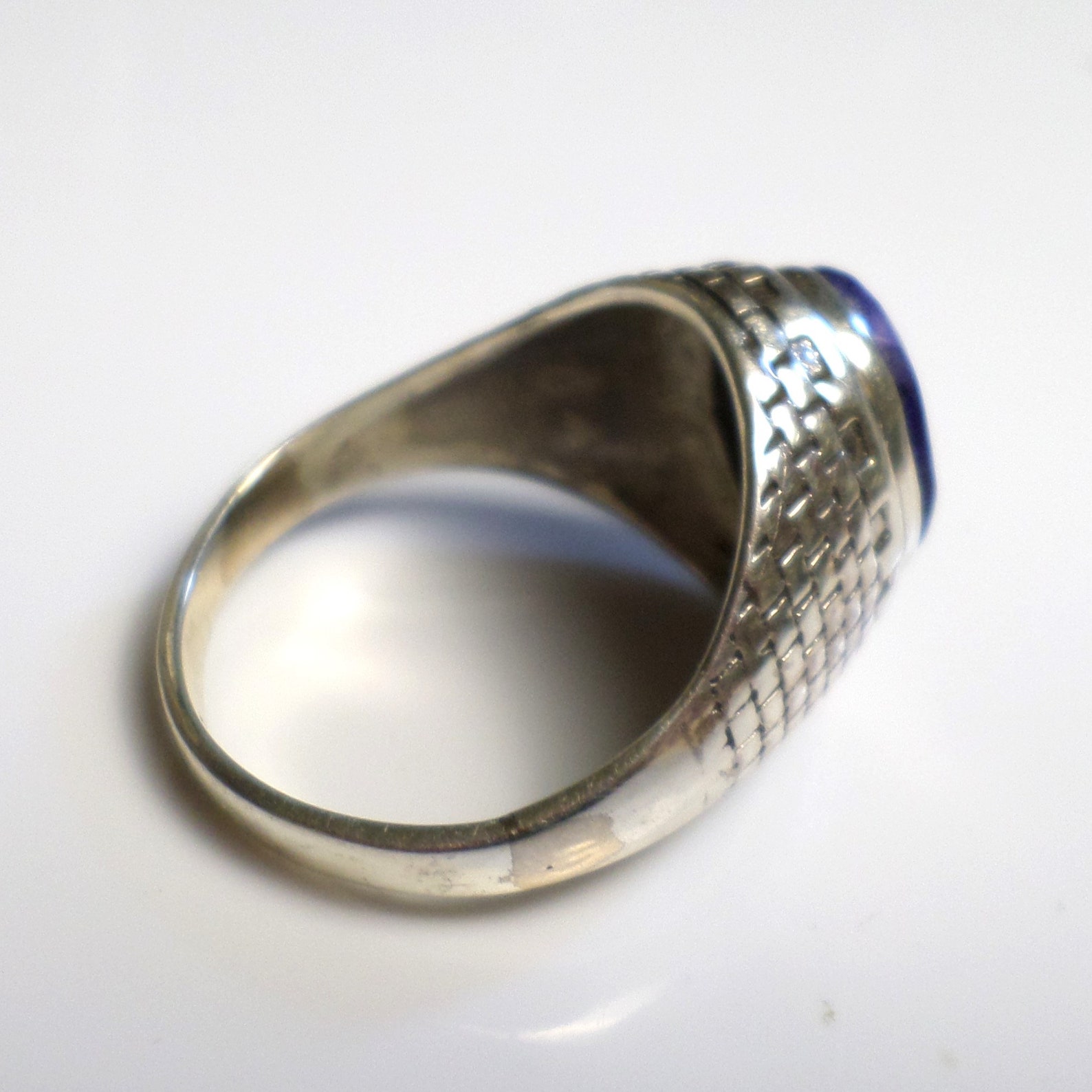 Stunning Men's Iolite Indigo Blue Stone Ring Size 11 1/2, Basket Weave ...