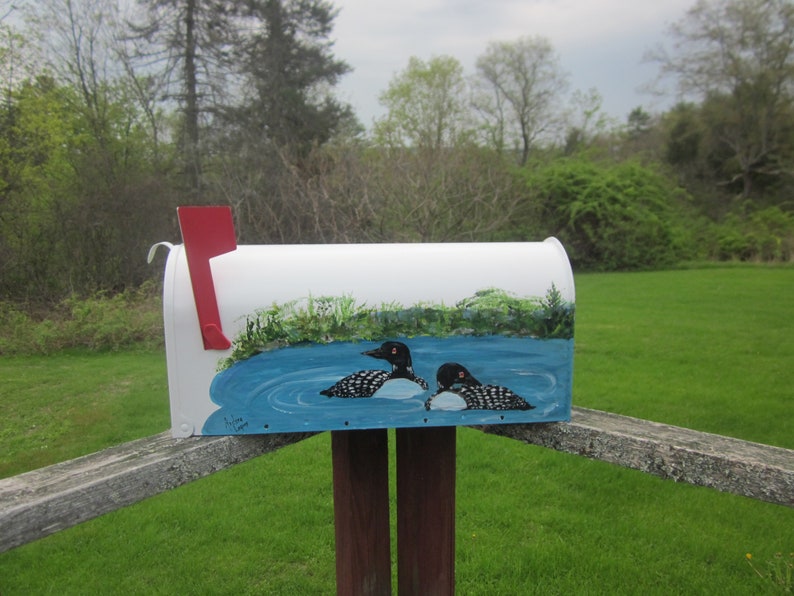 Hand Painted Mailbox Loon Mailbox Original Art Mothers Day | Etsy
