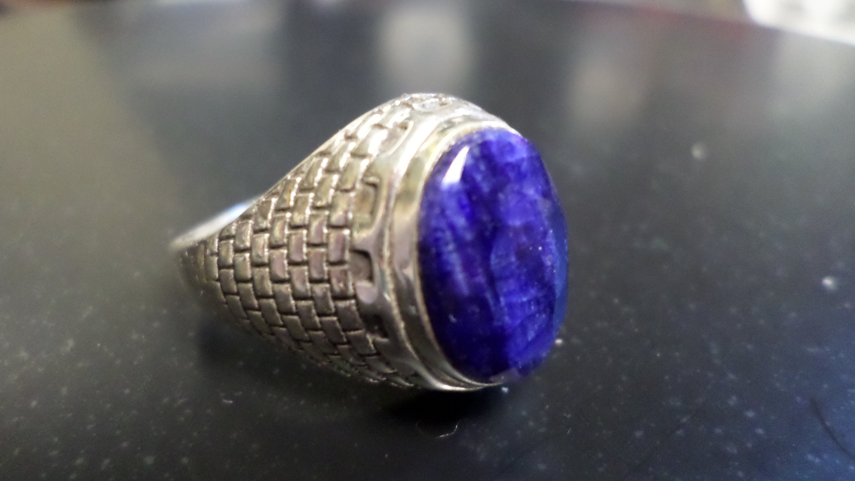 Stunning Men's Iolite Indigo Blue Stone Ring Size 11 1/2, Basket Weave ...