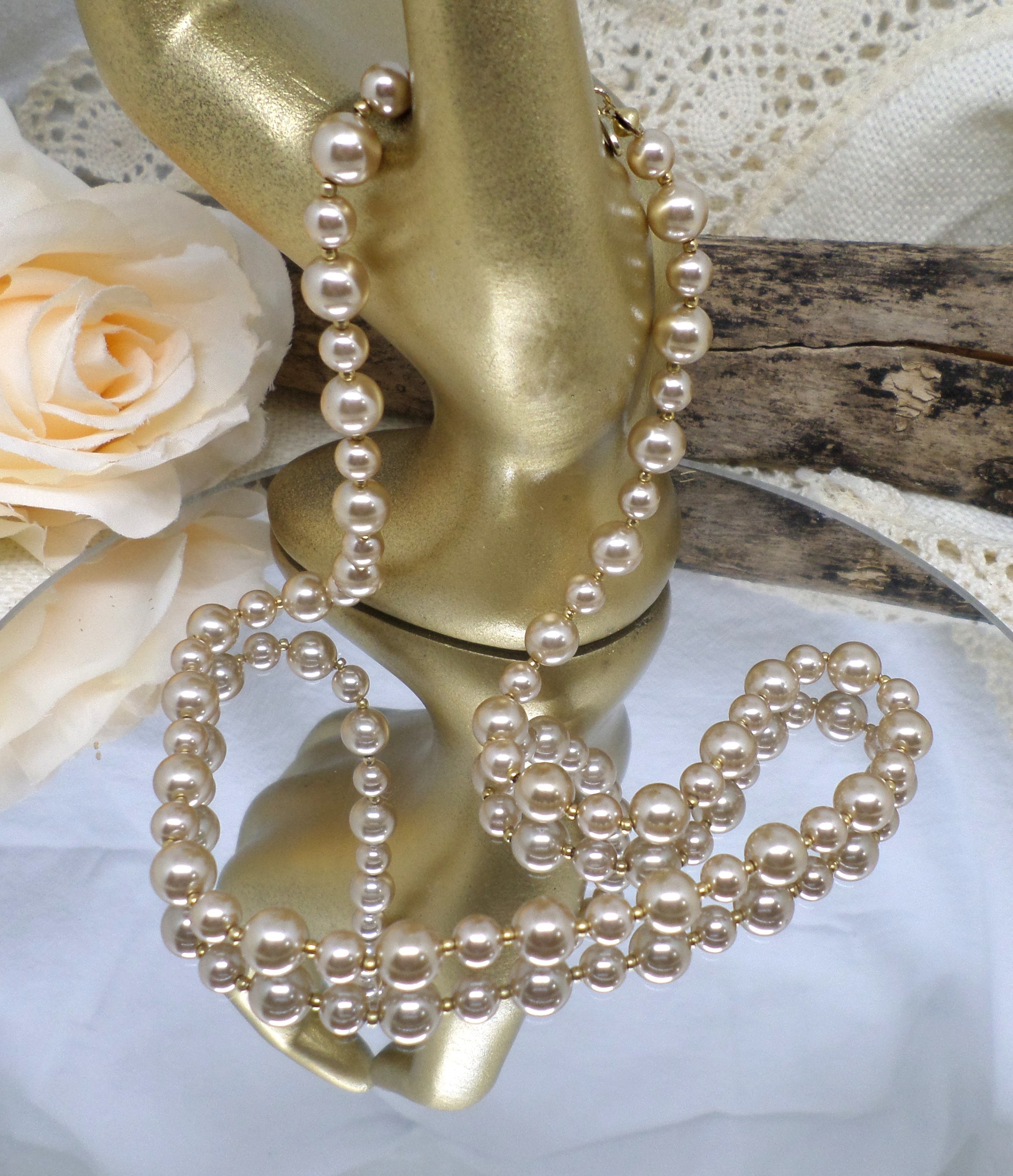 Retro Pearl Find, Vintage RMN Faux Pearls Single Strand in Lustrous ...