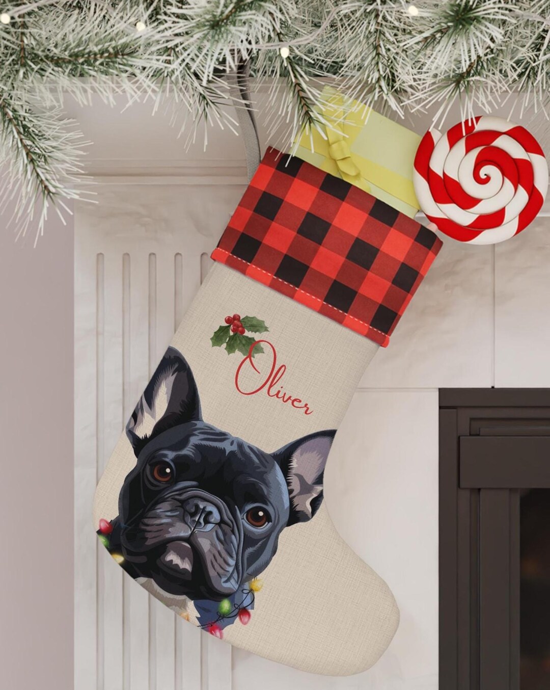 Personalized French Bulldog Christmas Stocking, Frenchie Pet Stocking ...