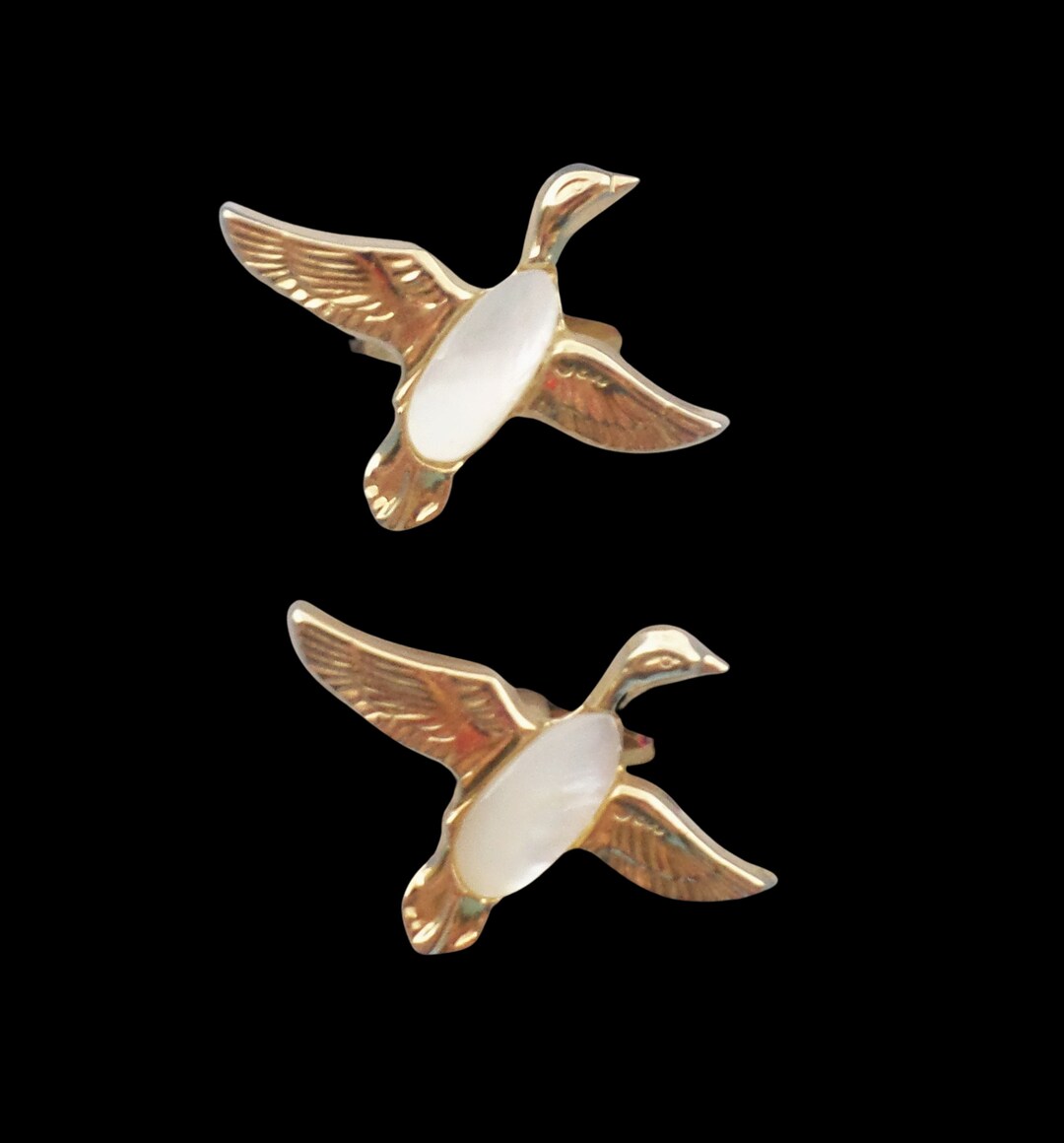 Vintage Swank Cufflinks Ducks in Flight With Mother of Pearl, Excellent ...