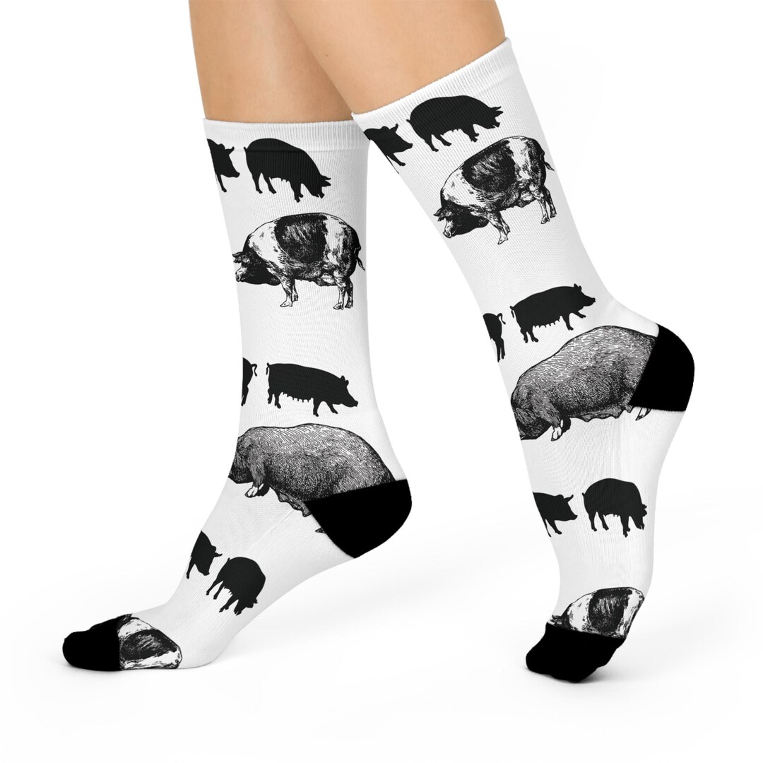 Black and White Pig Socks. Adorable Pigs Socks, Pig Lover Socks, Gift ...