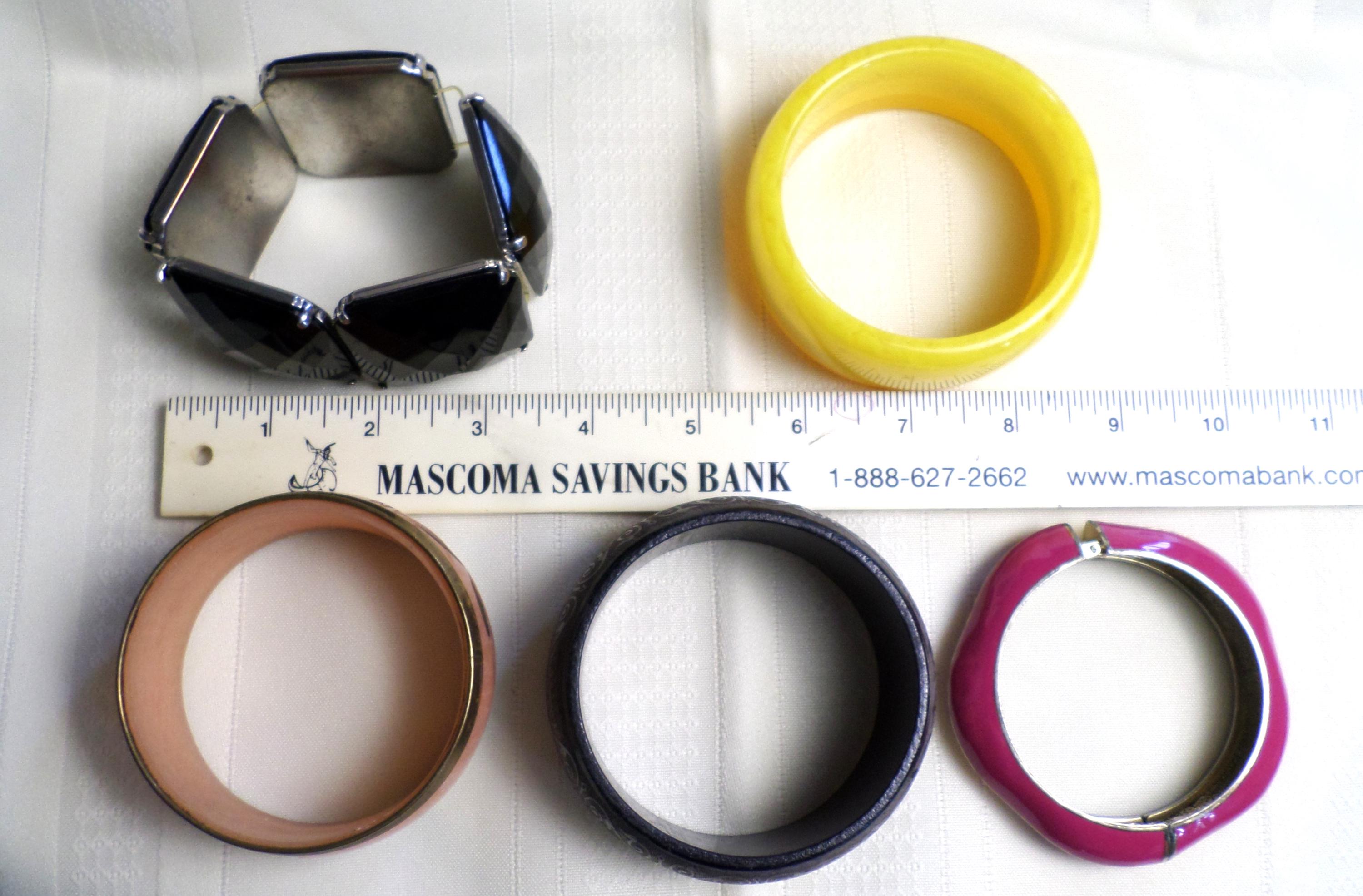 Lot of Five Bangles, Vintage Glamour, Great Accessories, Big and Bold ...