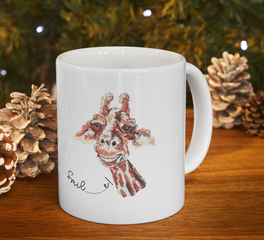 Giraffe Mug, Smiling Giraffe Mug, SMILE Cup, Giraffe Lover Gift ...