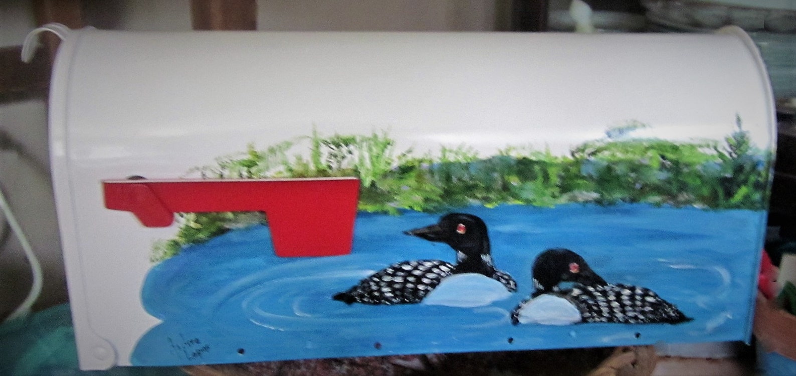 Hand Painted Mailbox Loon Mailbox Original Art Mothers Day | Etsy