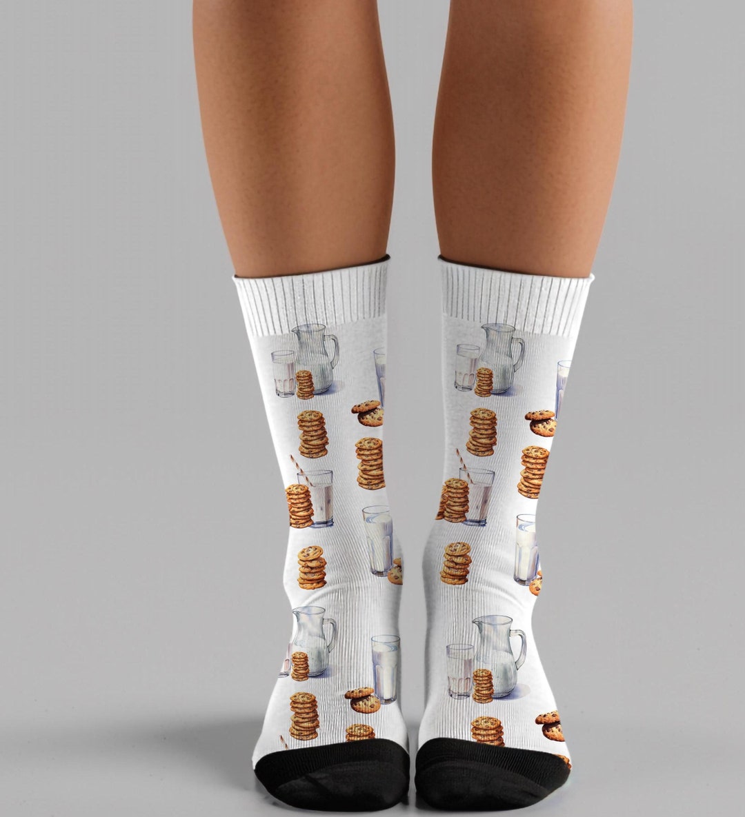 Milk and Cookies Socks, Cookies and Milk Socks, Funny Socks, Cute Socks ...