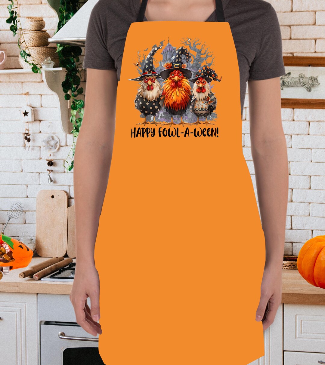 Happy Fowl-a-ween Chicken Apron, Halloween Chicken Apron Gift, Chicken ...