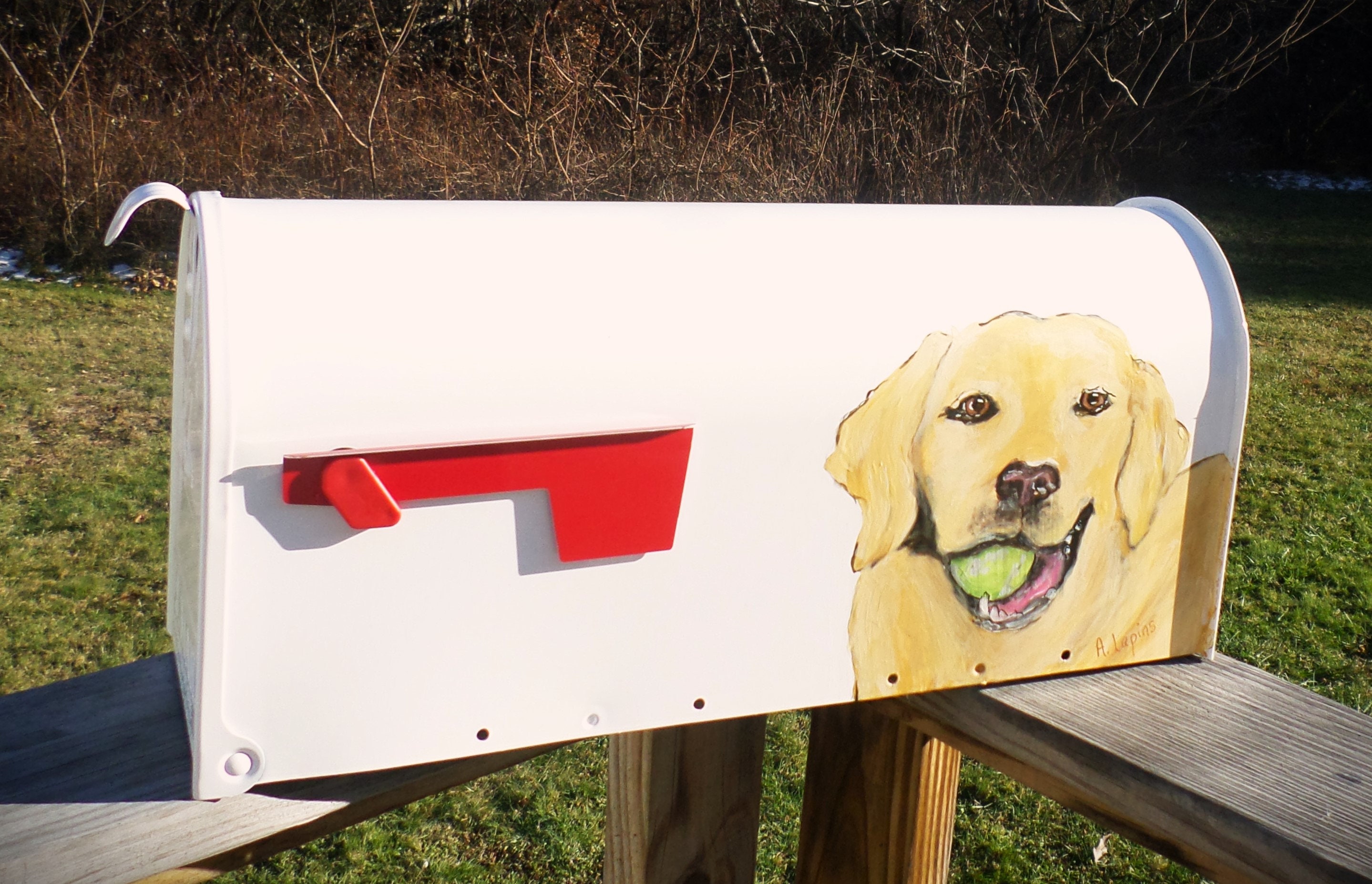 Yellow Lab Mailbox, Hand-painted Mailbox, Custom Mailbox, Labrador ...