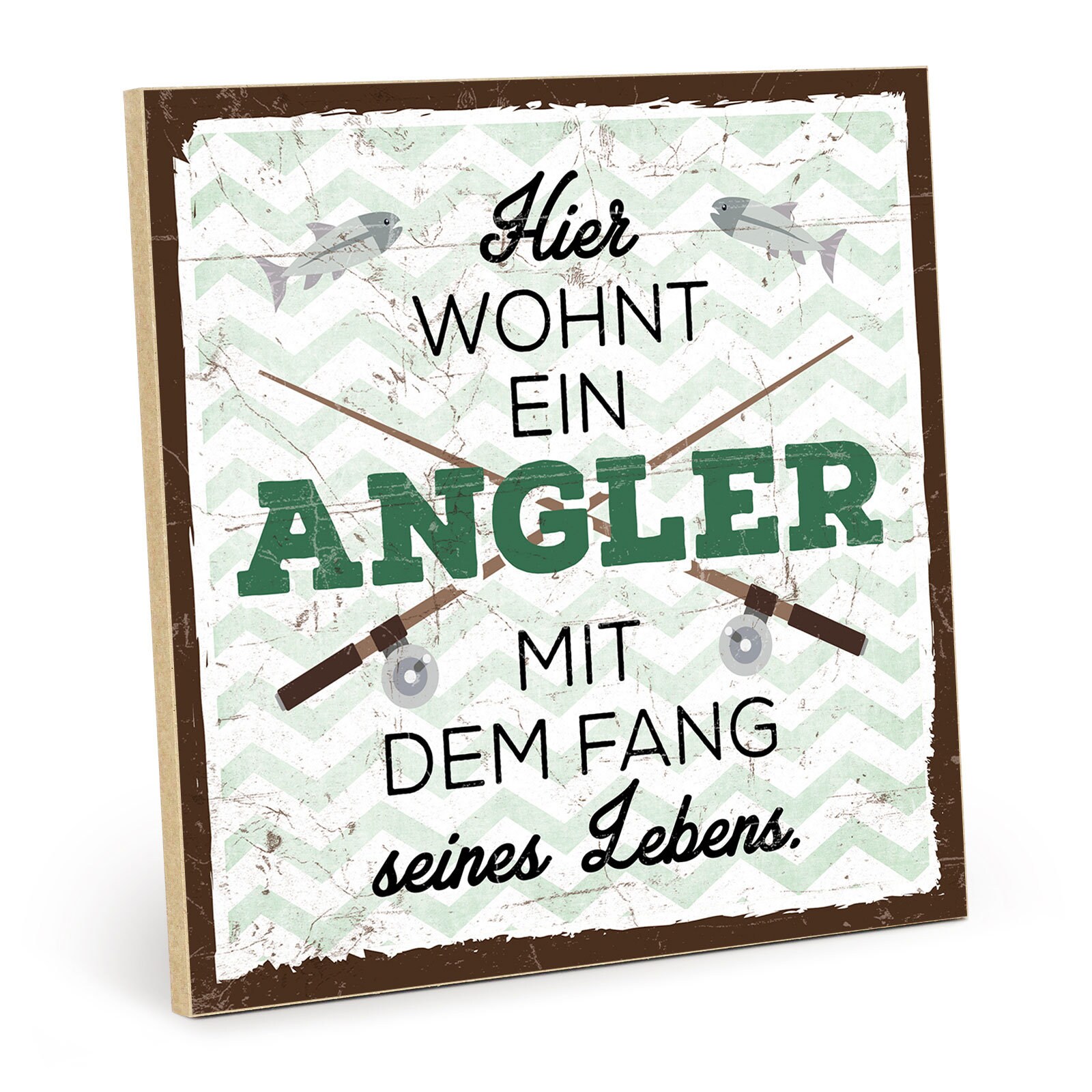 Typestoff Holzschild Mit Spruch HIER Wohnt Ein ANGLER Im Vintage-look ... Typestoff Holzschild Mit Spruch HIER Wohnt Ein ANGLER Im Vintage-look ...