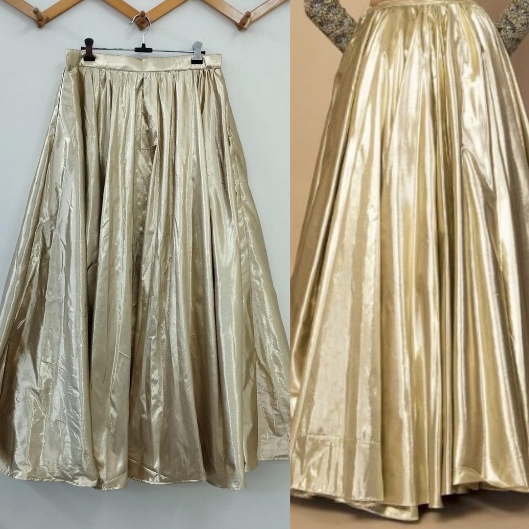 Golden Long Skirt for Women Formal Metallic Skirts for Ladies Indian ...