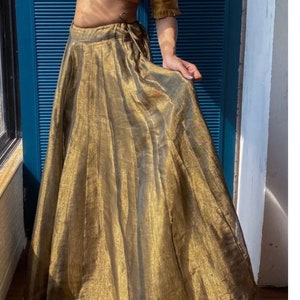Handmade Golden Tissue Skirt: Wedding Guest Ghagra Lehenga - Etsy