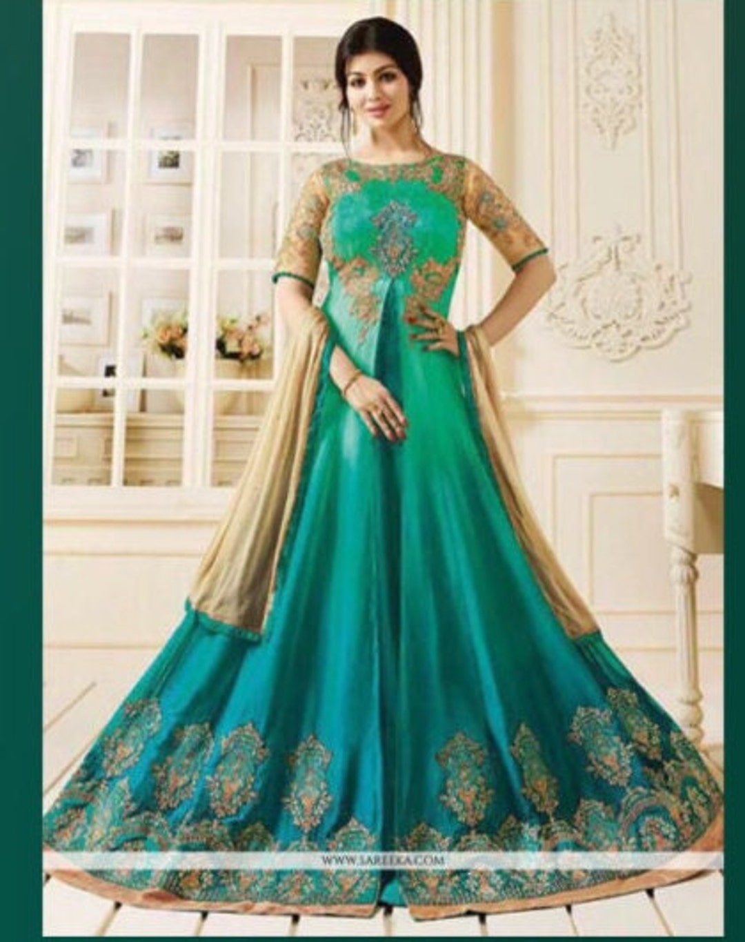 Vestidos pakistaníes turquesa Traje Anarkali Salwar para boda - Etsy España