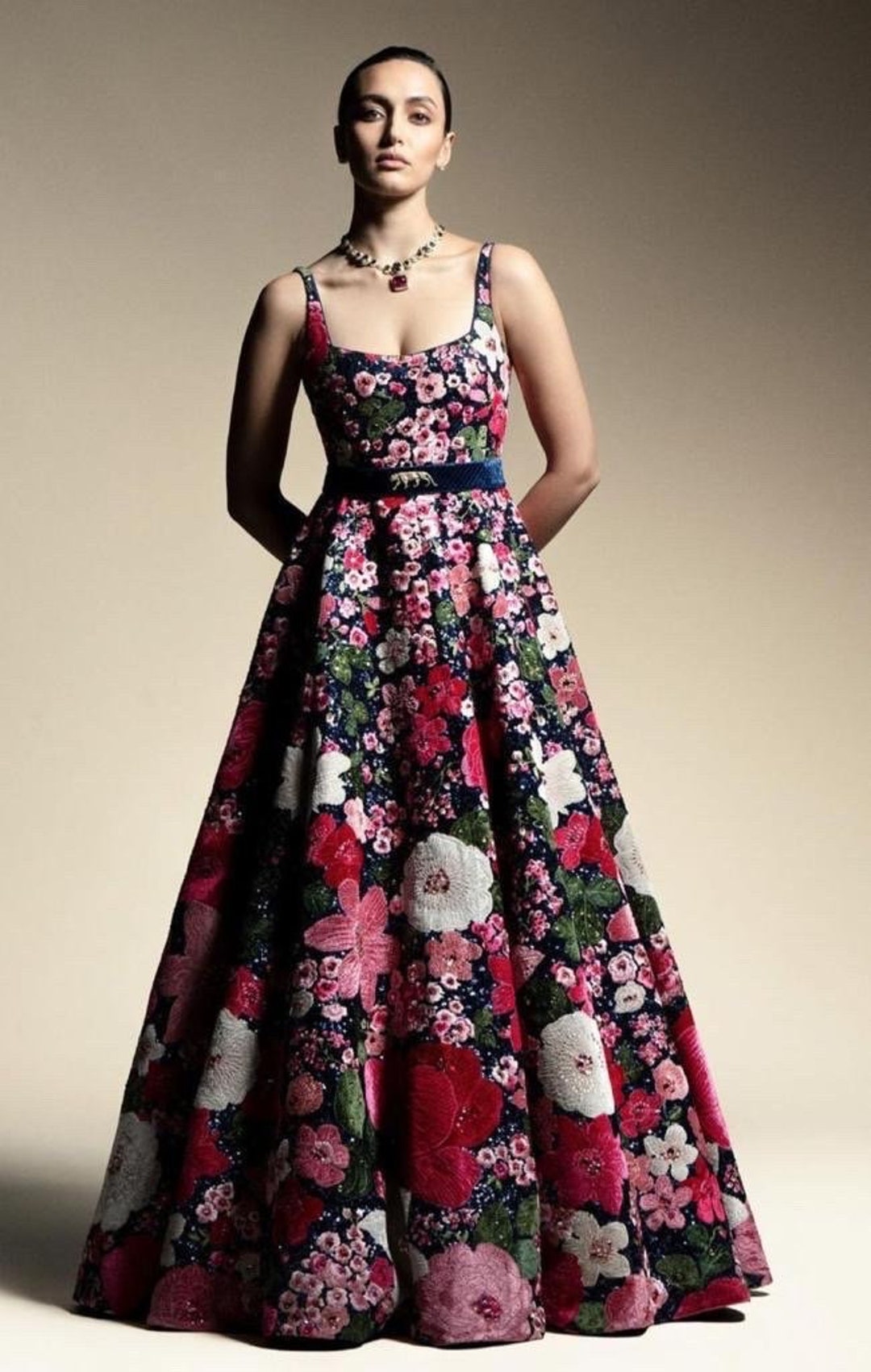 Black Anarkali Dress for Women Indian Gown Floral Kaftan Pakistani Maxi ...