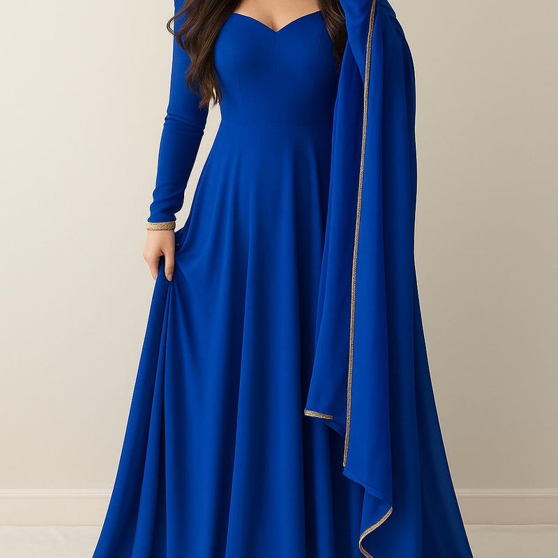 Royal Blue Anarkali - Etsy UK