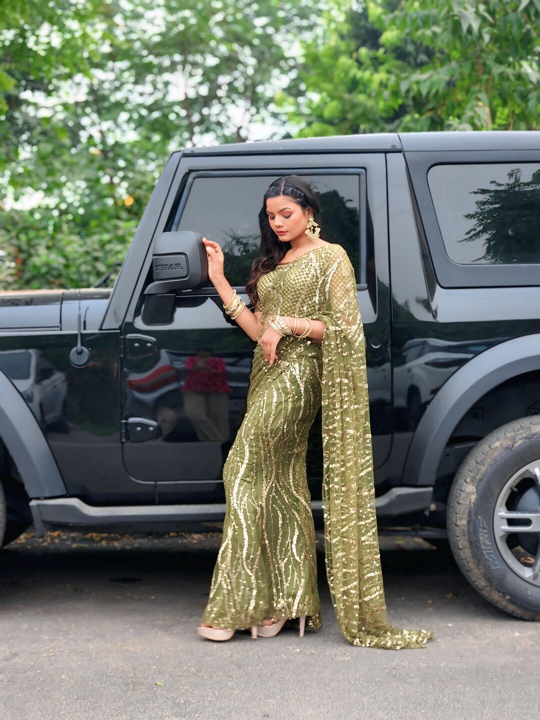 Pre-stitched Sequin Mermaid Saree Gown: Bollywood Party Dress - Etsy