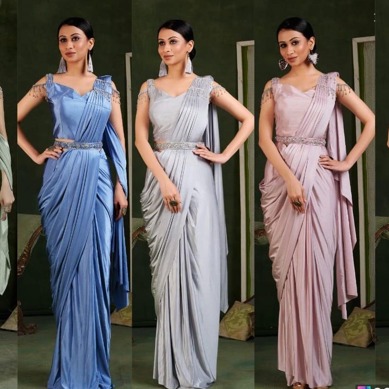 Corset Pre Drape Saree - Etsy