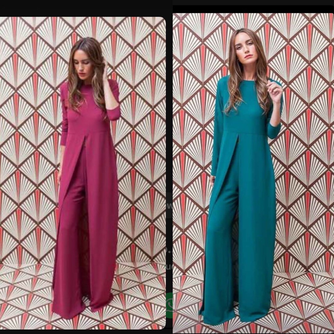 Front Slit 2 Piece Pant Top Set - Etsy