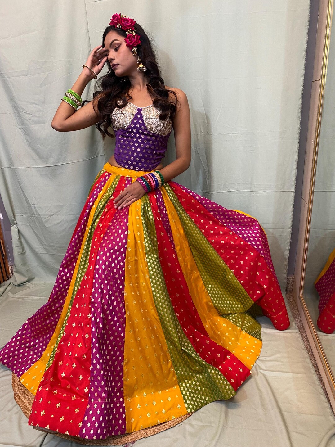 Multicolour Corset Lehenga Choli Indian Wedding Outfit - Etsy