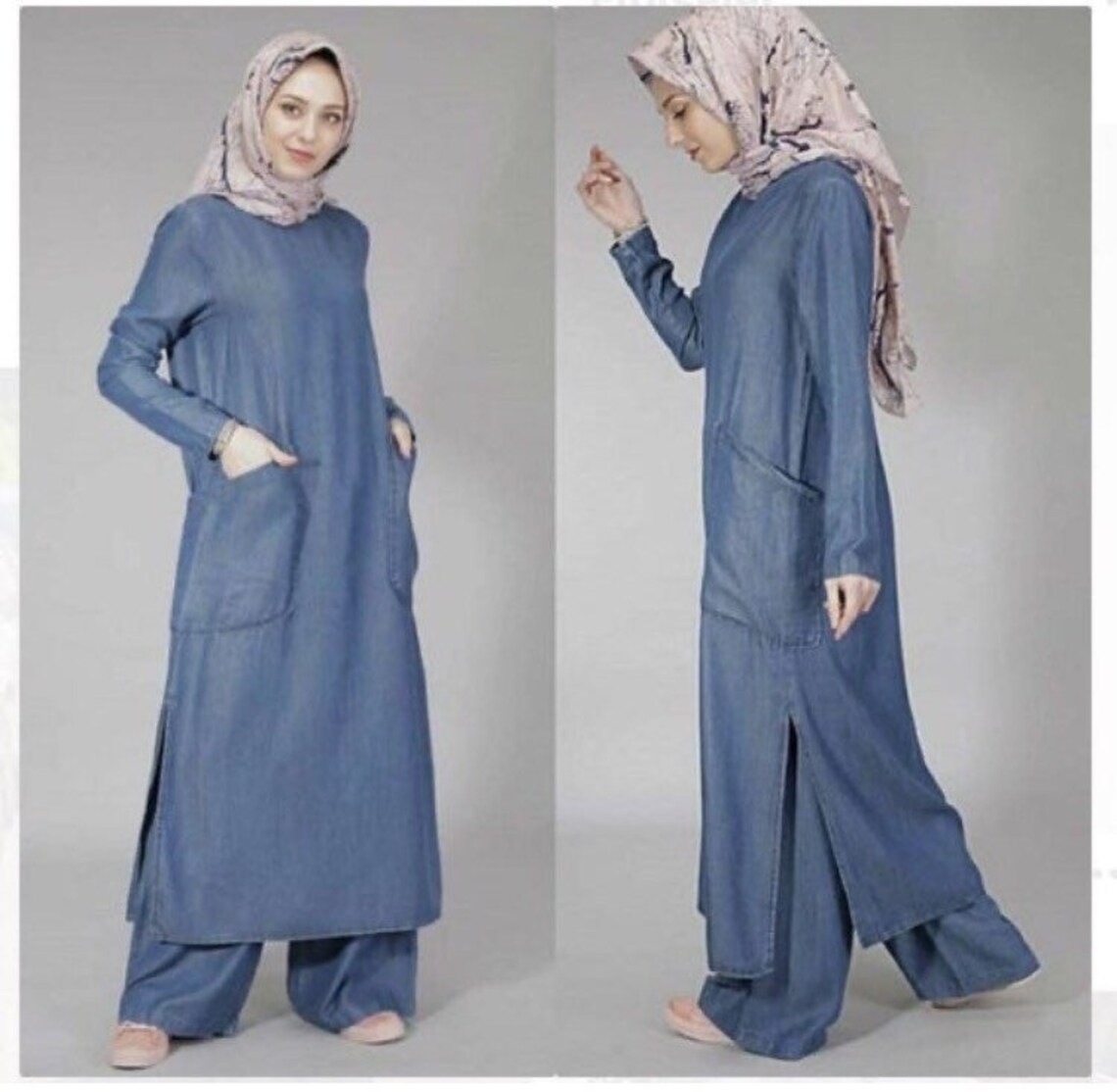 Muslim Clothing Denim Abaya Dubai Kaftan Loose Fit Jalabiya - Etsy