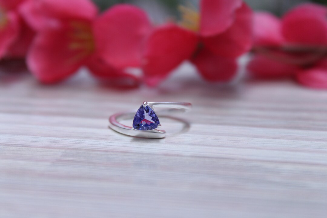 Triangle Tanzanite Ring: 925 Sterling Silver Gemstone - Etsy
