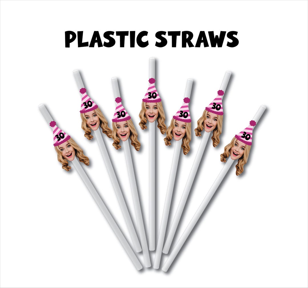 Custom Face Plastic Party Straws: Personalized Photo Straw Decor - Etsy