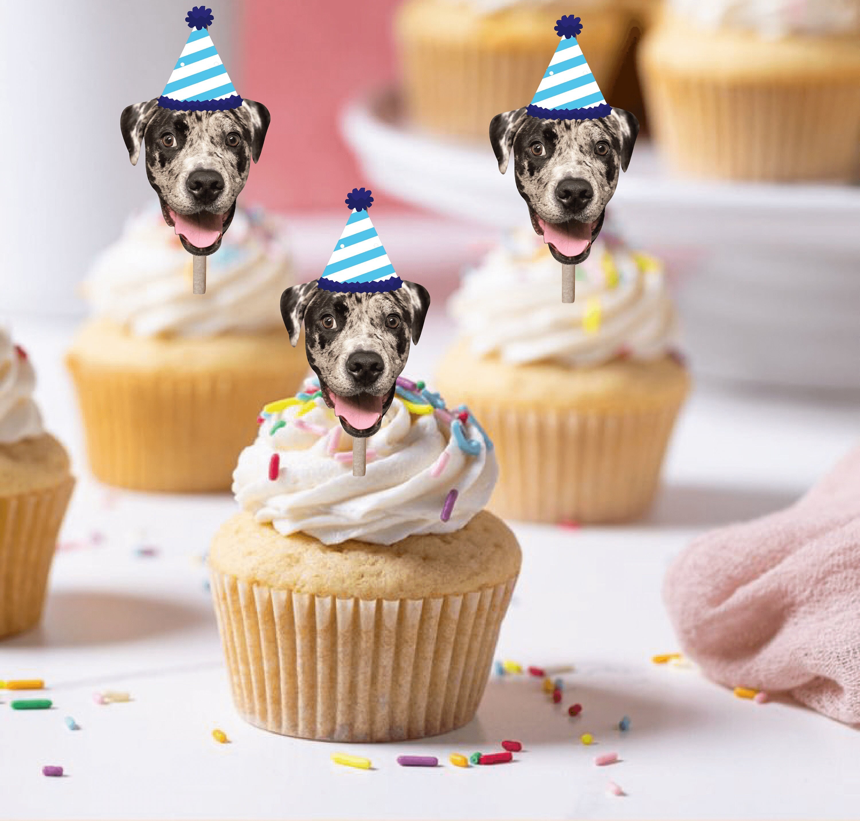 Custom Face Cupcake Toppers Funny Photo Toppers Dog Party - Etsy