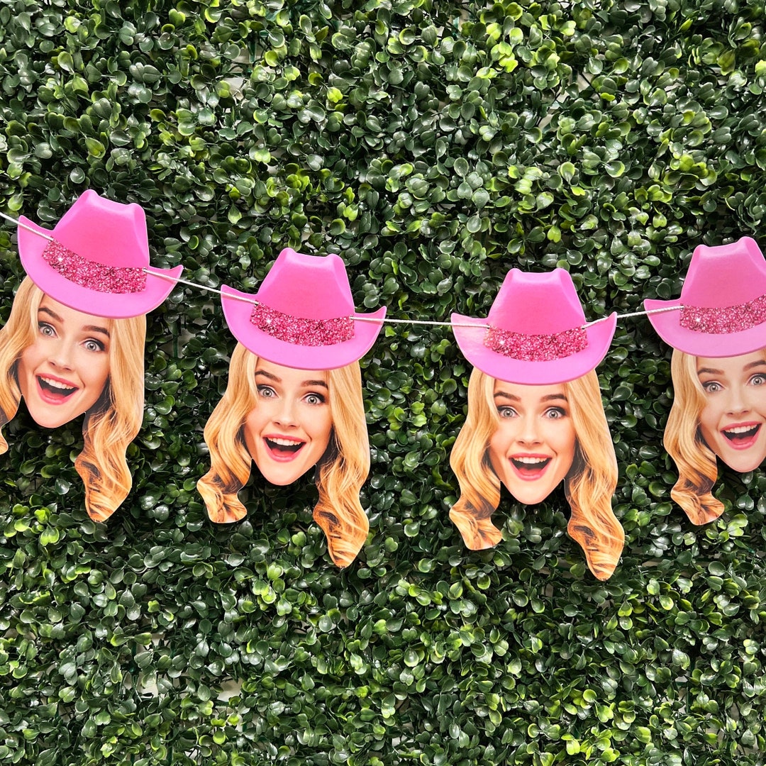 Pink Cowgirl Custom Head Photo Banner - Bachelorette - Birthday - Pink ...