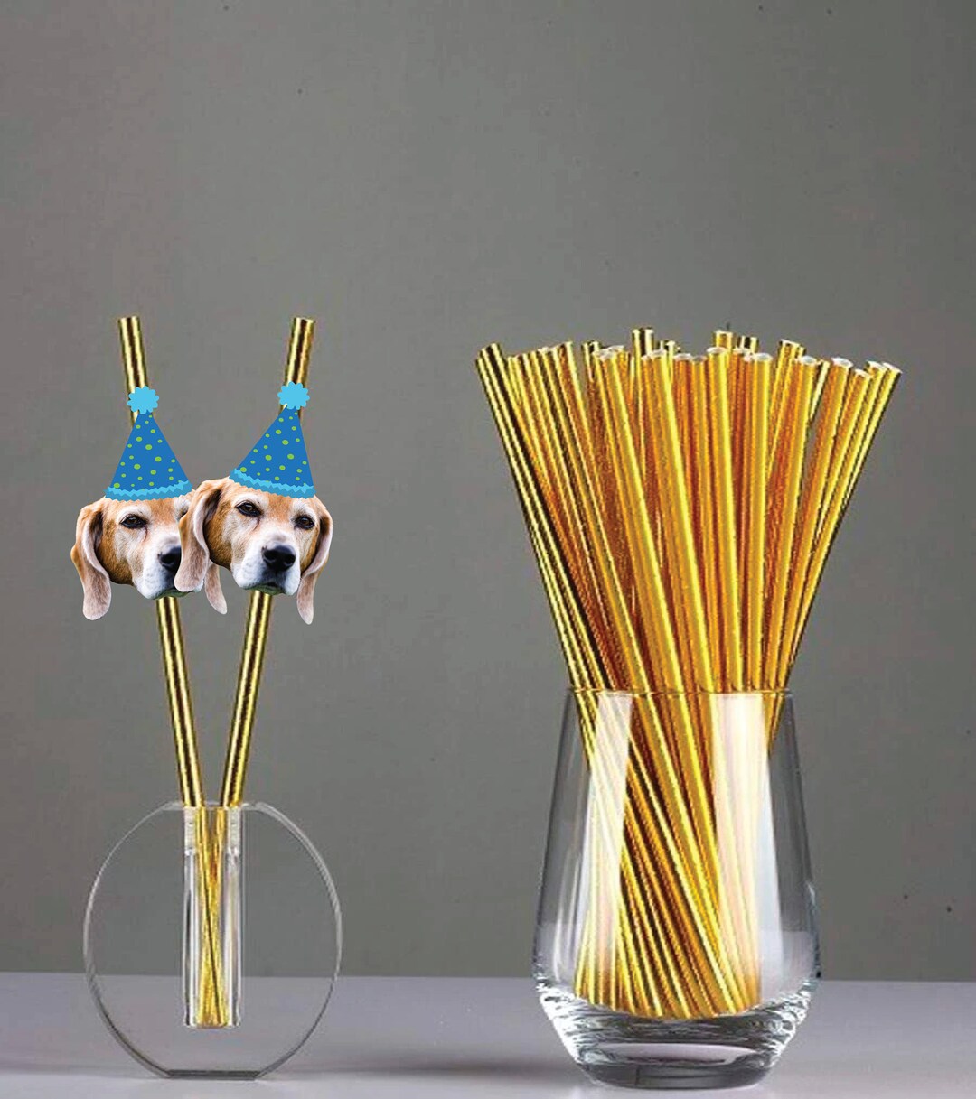 Custom Face Gold Foil Party Straws - Funny Photo Straws - Party Decor ...