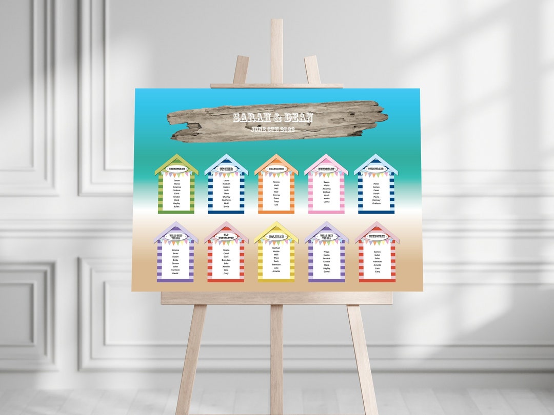 Beach Table Plan, Beach Hut Table Plan, Beach Wedding, Wedding ...