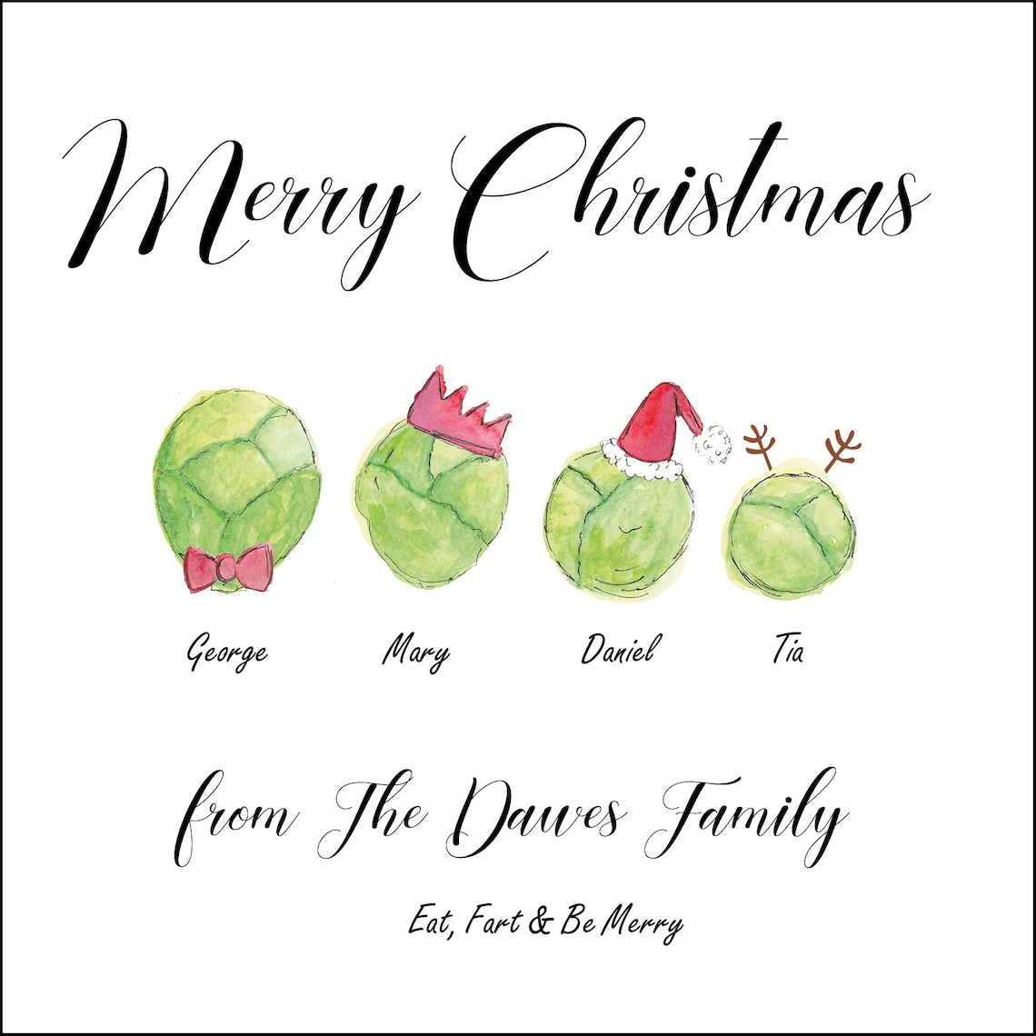 Personalised Family Funny Sprout Christmas Cards | Etsy