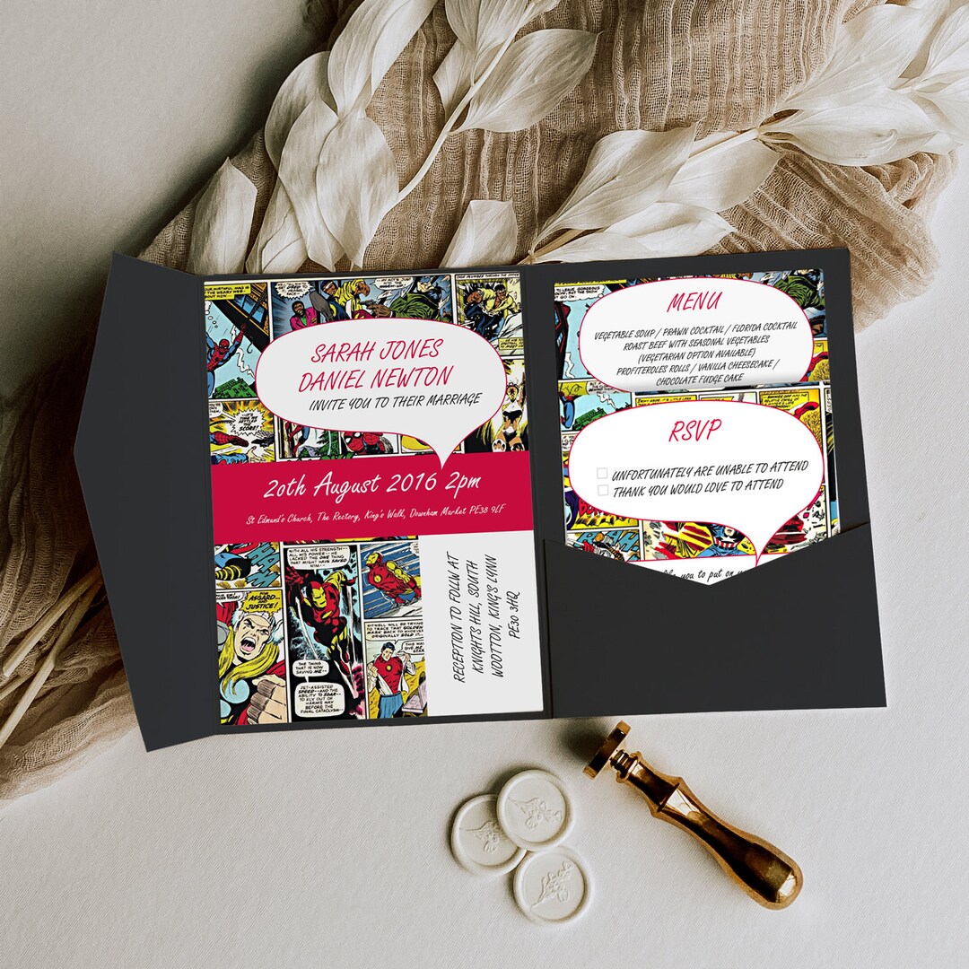 Comic Wedding Invitation, Wedding Invite, Comic Book, Superhero ...