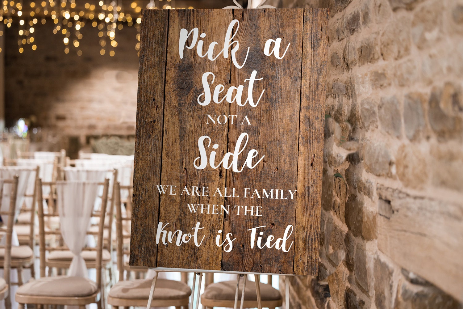 Rustic Welcome to Our Wedding Sign, Pick a Seat Not a Side Sign ...