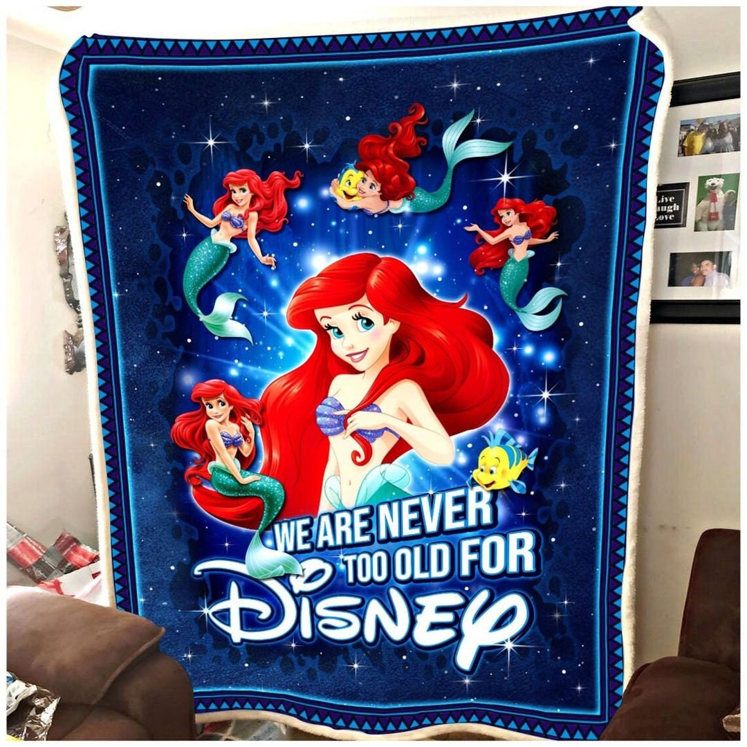 Never Too Old Ariel Princess Blanket Disney Inspired Soft - Etsy