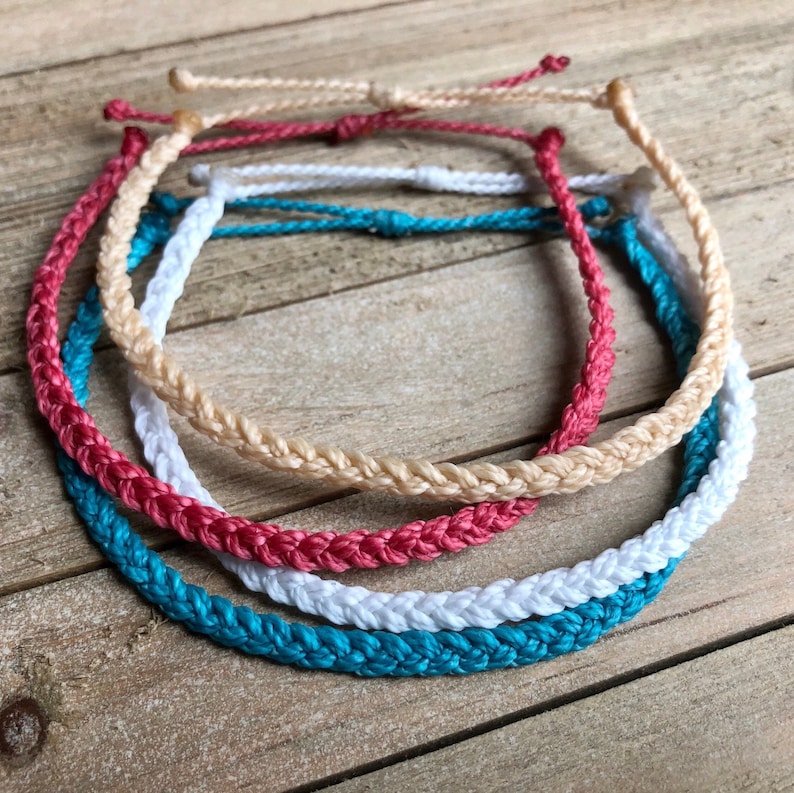 Solid Mini Braided Anklet // Waterproof Anklet Surfer Anklet | Etsy