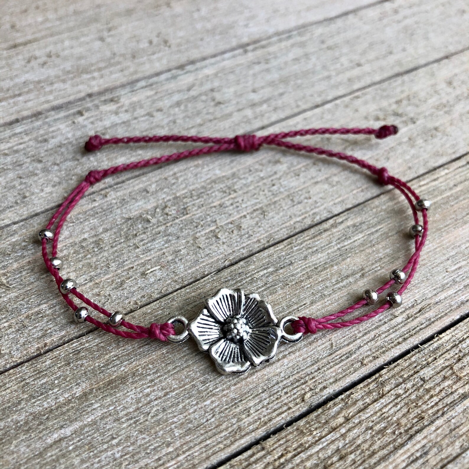 Flower Charm Bracelet or Anklet // Waterproof Bracelet - Etsy