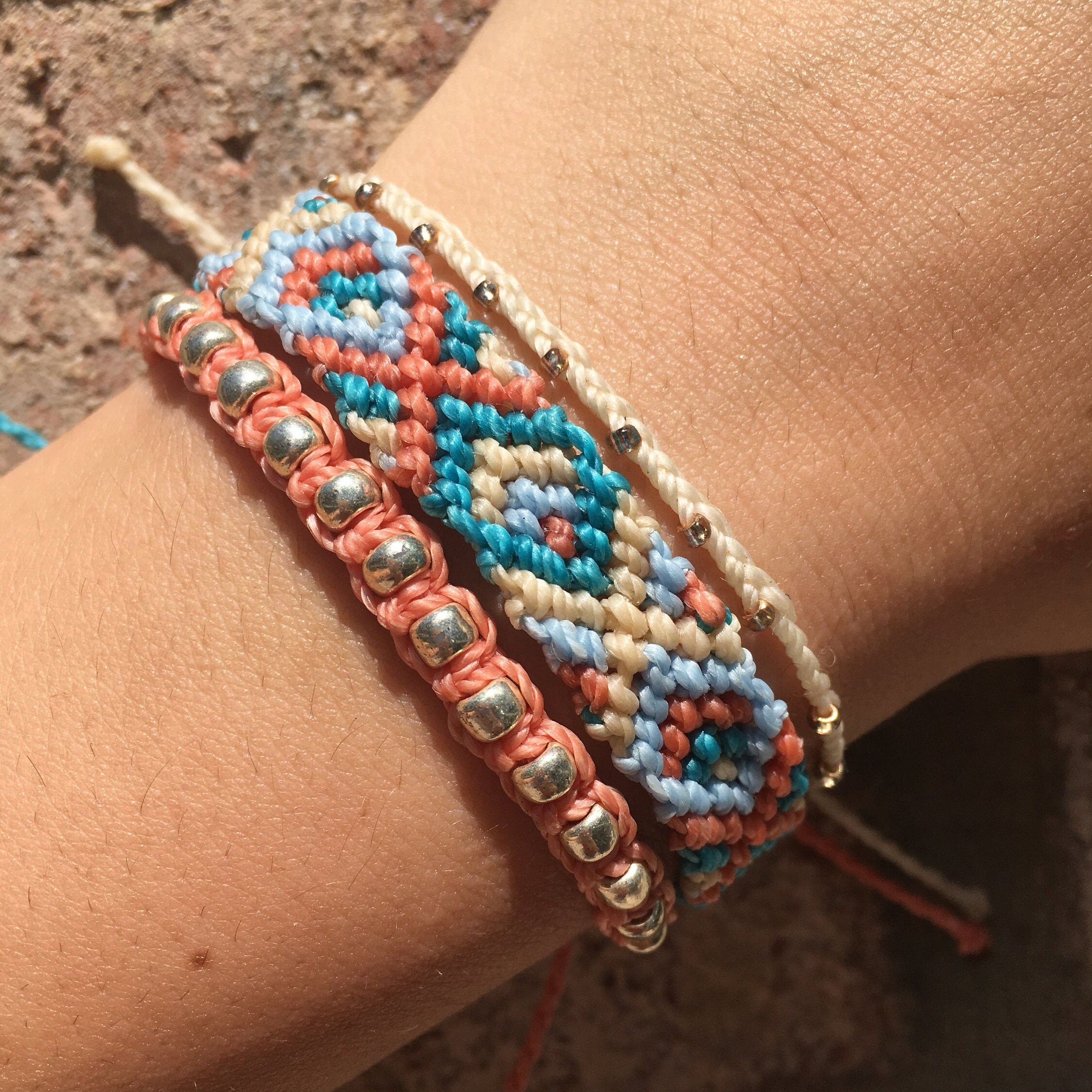 Flat Braid Woven Tribal Macrame Bracelet or Anklet // Waterproof ...