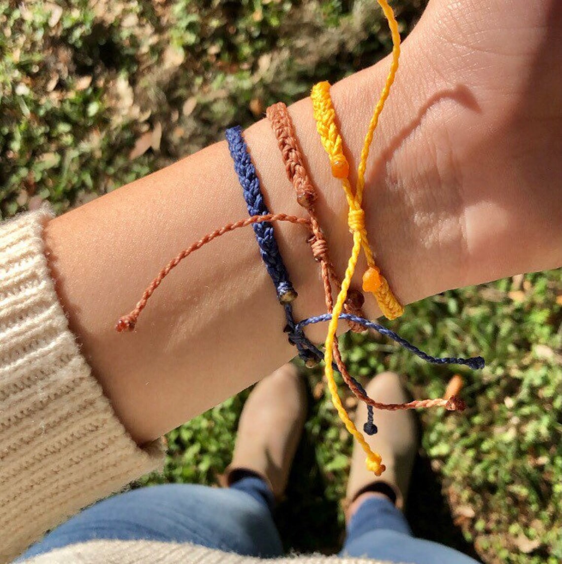 Friendship Pack - 9 Solid Mini Braided Bracelets or Anklets ...