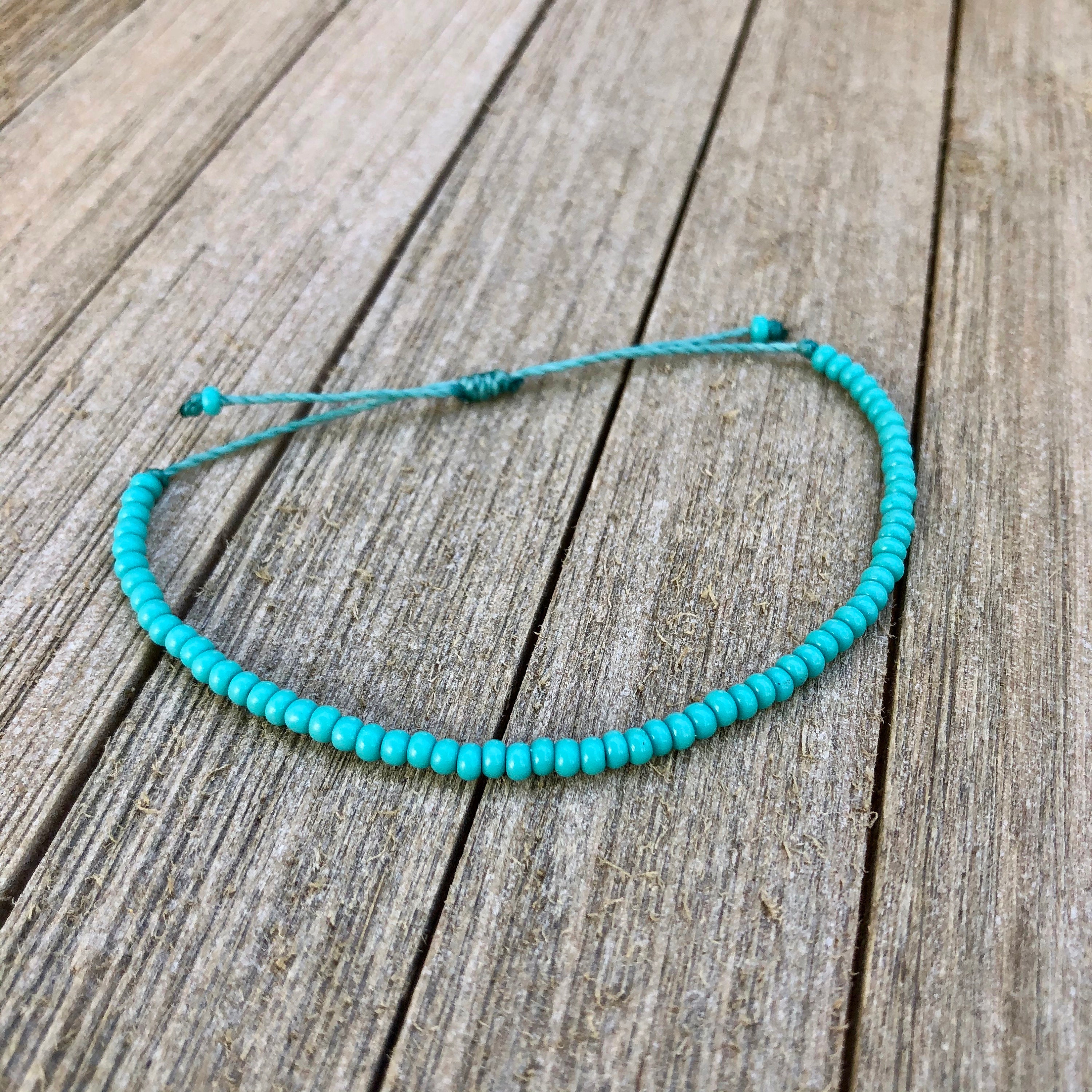 Bead Stack Bracelet or Anklet // Waterproof Adjustable Beach - Etsy