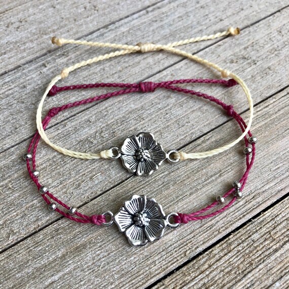 Flower Charm Bracelet or Anklet // Waterproof Bracelet | Etsy