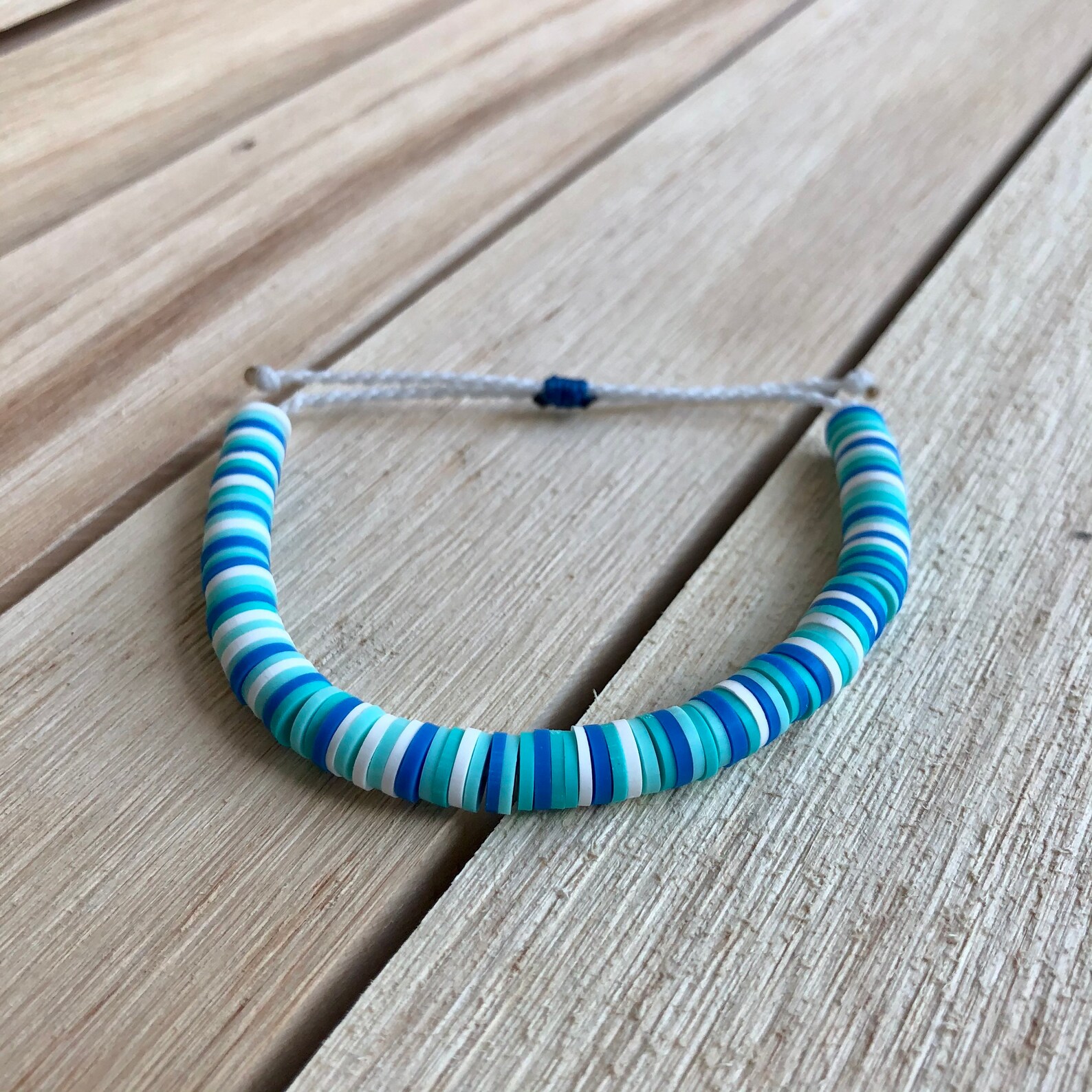 Heishi Bracelet or Anklet // Waterproof Adjustable Wax Cord - Etsy