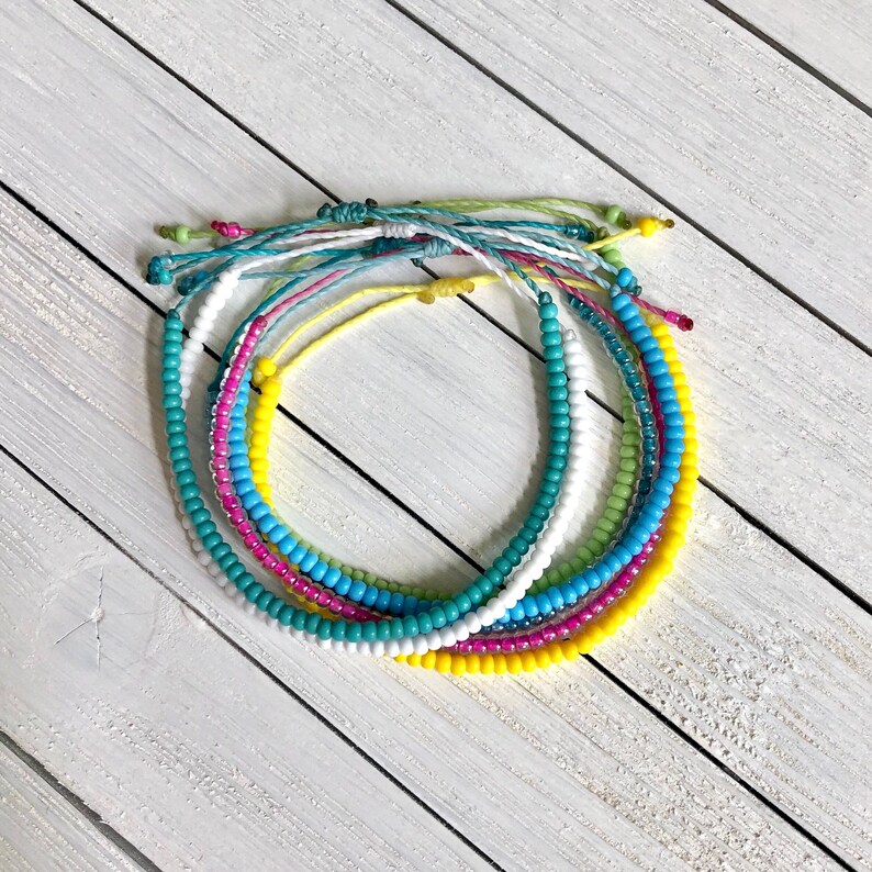Bead Stack Bracelet or Anklet // Waterproof Adjustable Beach - Etsy