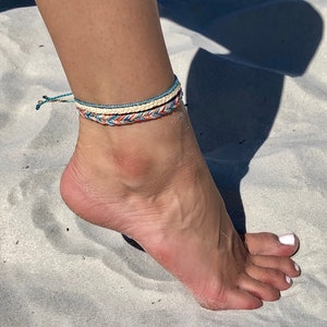 Solid Mini Braided Anklet // Waterproof Anklet, Surfer Anklet, Beach ...