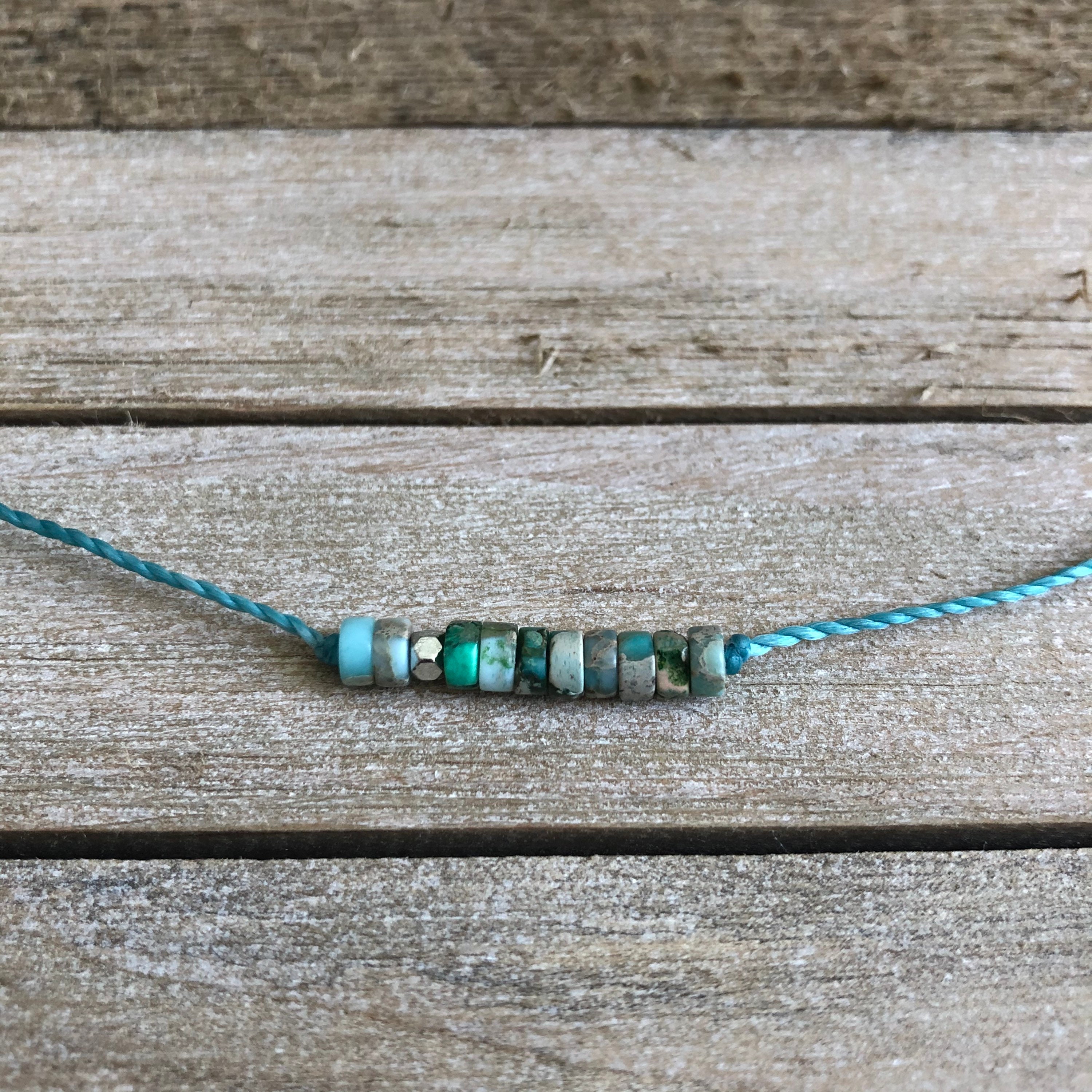 Stacked Bead Adjustable Necklace // Adjustable Wax Cord Waterproof ...