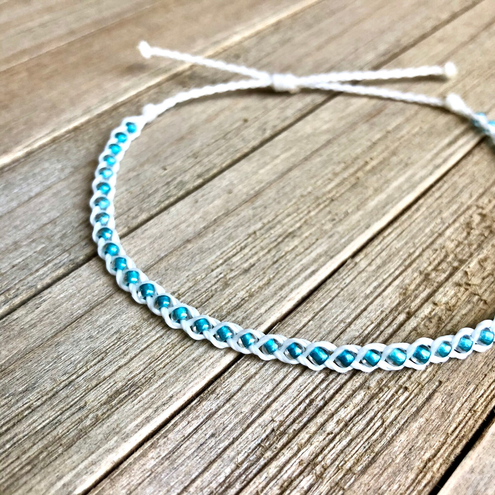 Beaded Braid Bracelet or Anklet // Waterproof Anklet Surfer | Etsy