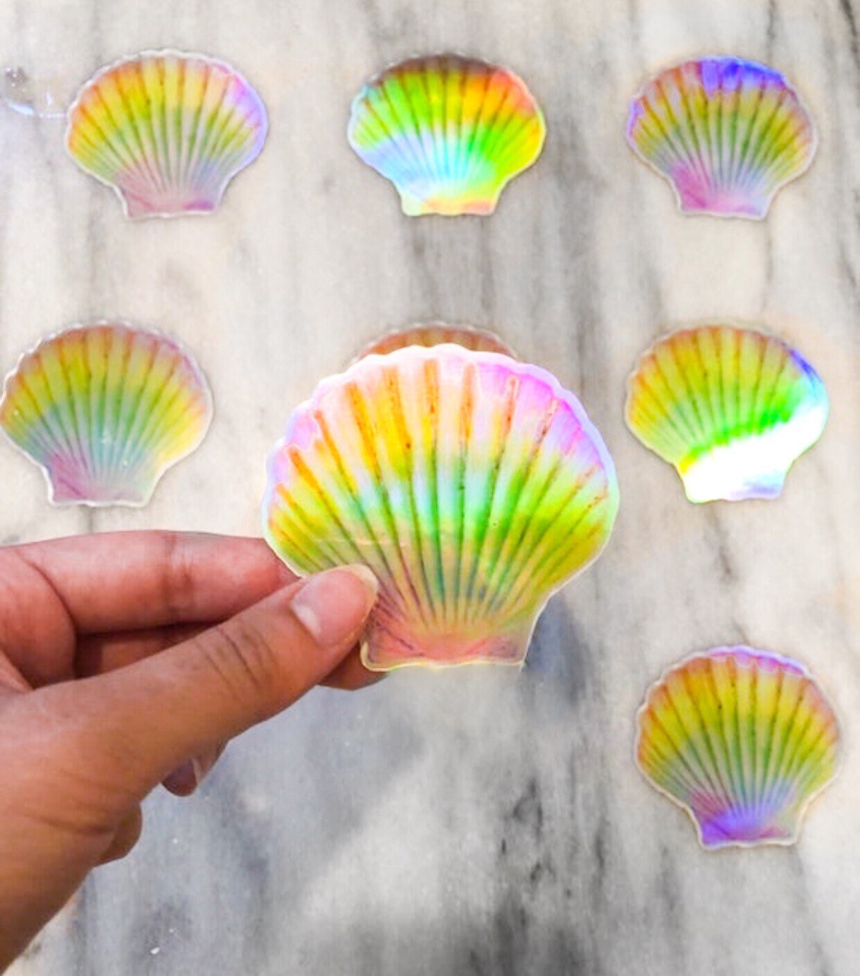 CLOSEOUT SALE Holographic Seashell Sticker Beach Sticker - Etsy