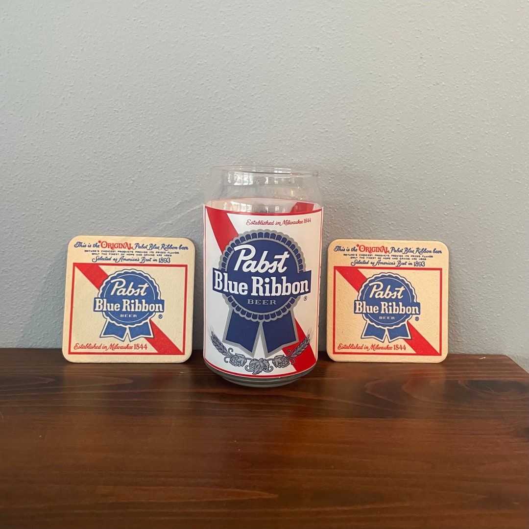 Vintage label Wrap Pabst Blue Ribbon Beer Glass, 5.5 Tall, 18oz ...