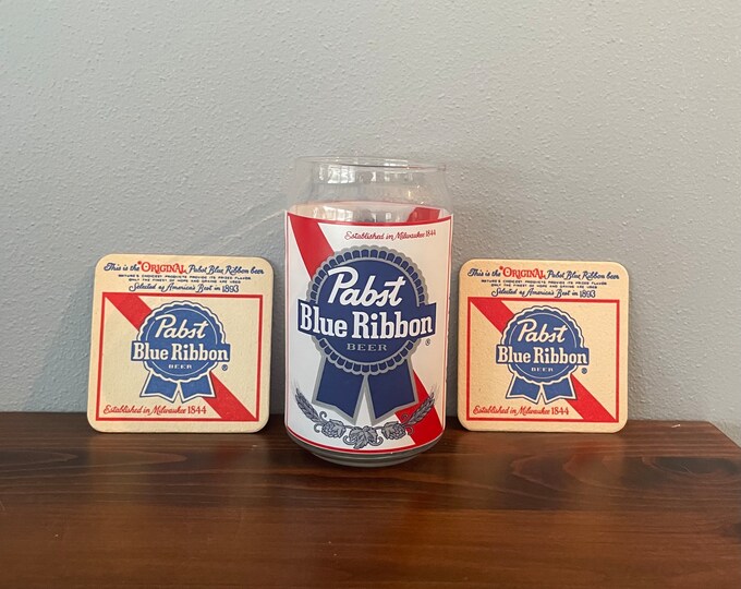 Vintage "label Wrap" Pabst Blue Ribbon Beer Glass, 5.5" Tall, 18oz ...